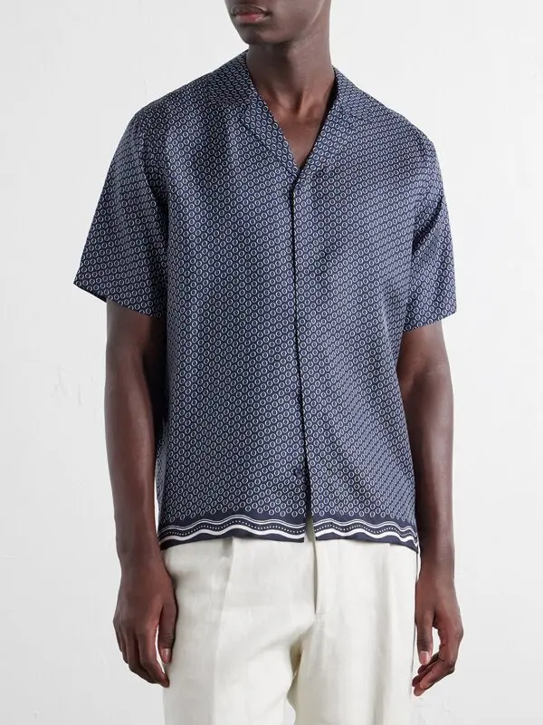 Orlebar Brown Maitan Camp-collar Printed Silk-satin Shirt
