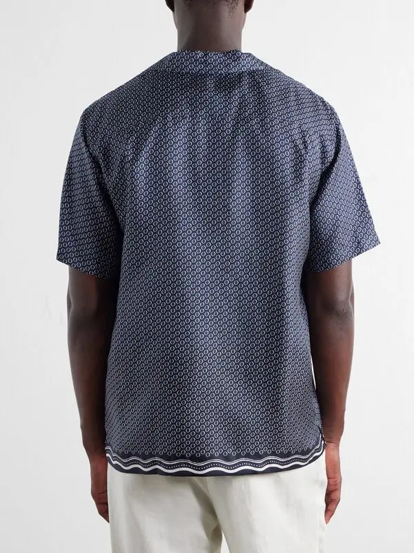 Orlebar Brown Maitan Camp-collar Printed Silk-satin Shirt