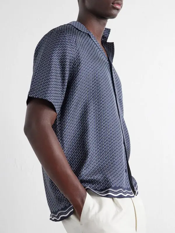 Orlebar Brown Maitan Camp-collar Printed Silk-satin Shirt