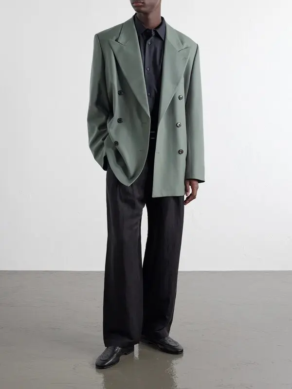 SSSTEIN Wide-leg Linen And Silk-blend Twill Trousers