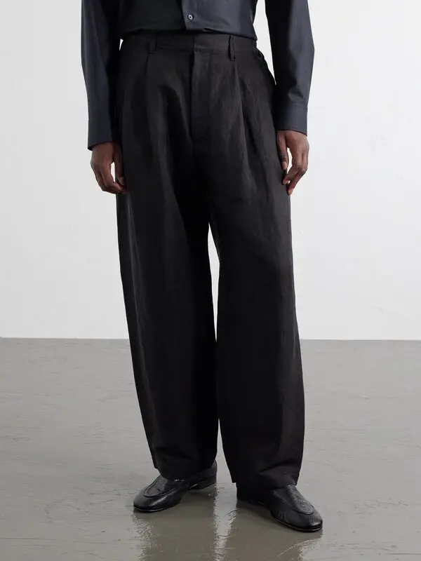 SSSTEIN Wide-leg Linen And Silk-blend Twill Trousers