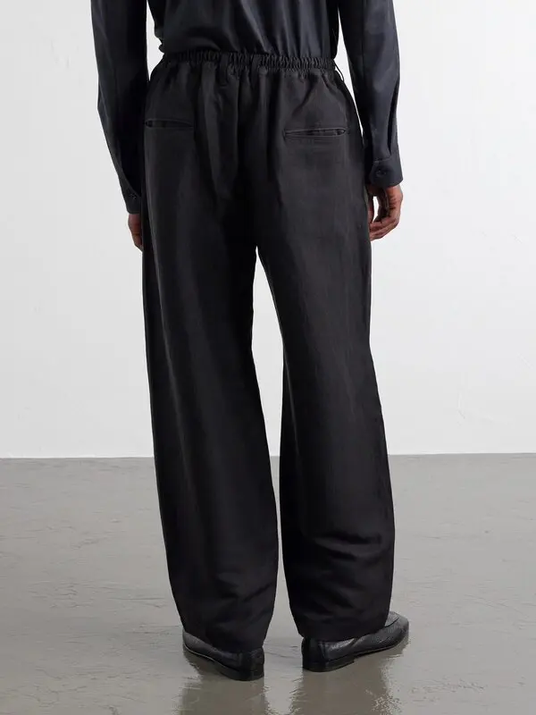 SSSTEIN Wide-leg Linen And Silk-blend Twill Trousers