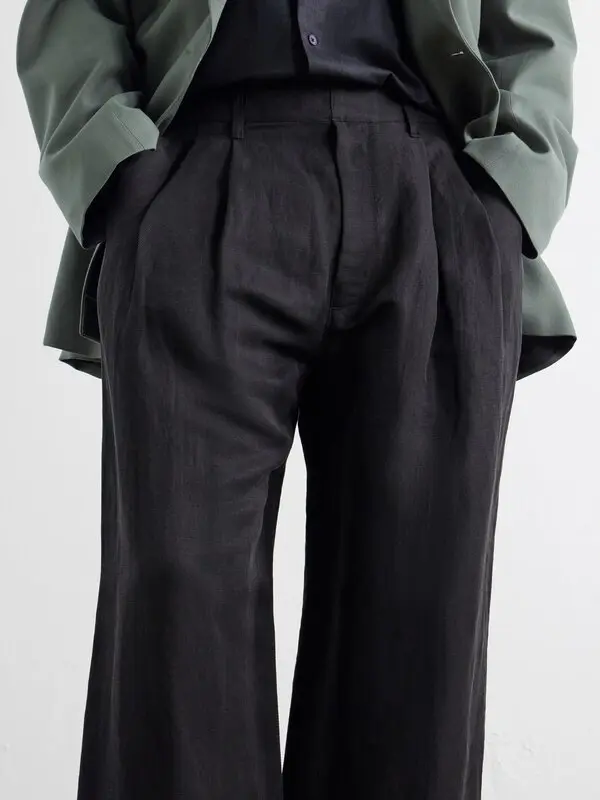 SSSTEIN Wide-leg Linen And Silk-blend Twill Trousers