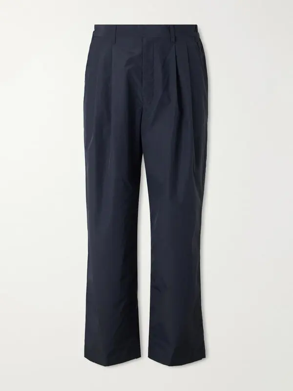 SSSTEIN Wide-leg Cotton-blend Pleated Satin Trousers