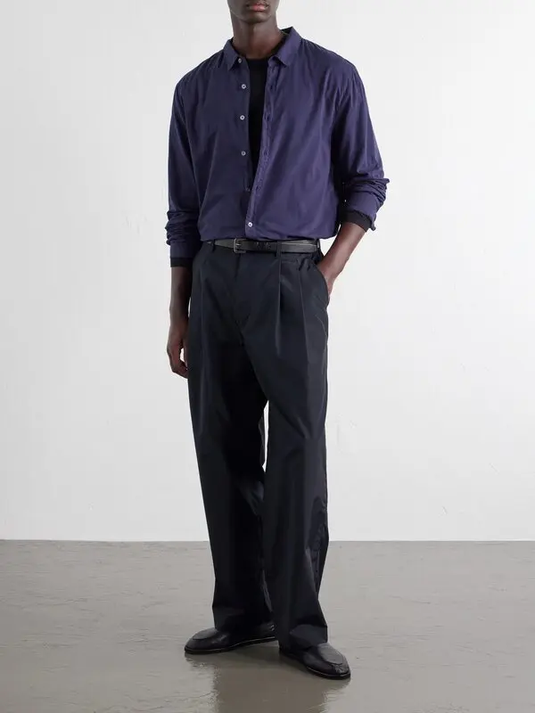SSSTEIN Wide-leg Cotton-blend Pleated Satin Trousers