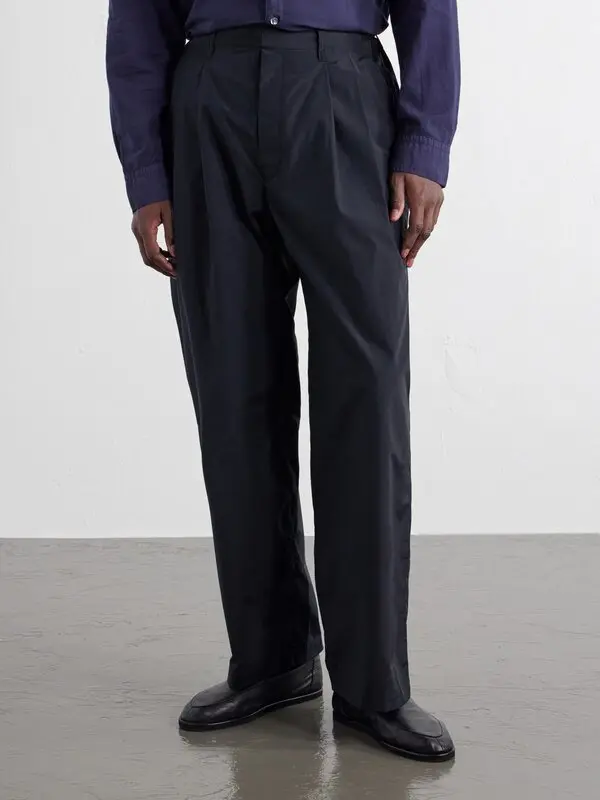 SSSTEIN Wide-leg Cotton-blend Pleated Satin Trousers