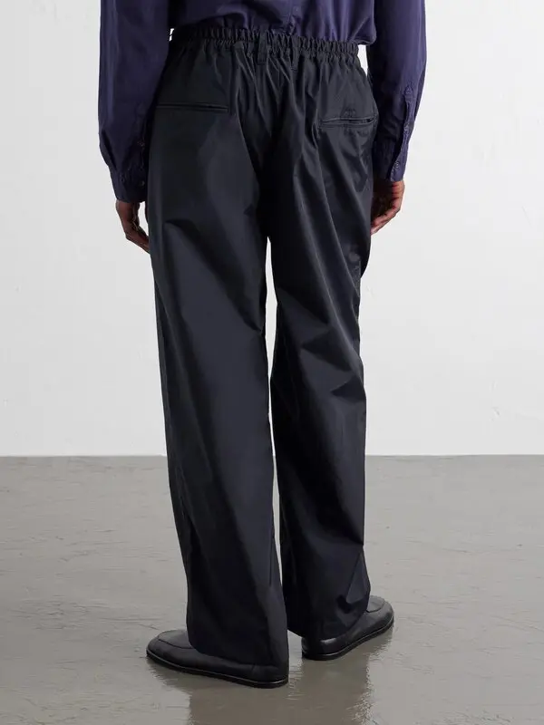 SSSTEIN Wide-leg Cotton-blend Pleated Satin Trousers