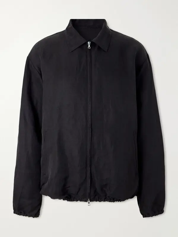 SSSTEIN Linen And Silk-blend Satin Blouson Jacket - Black