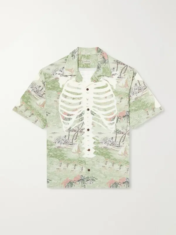 Kapital Aloha Convertible-collar Printed Woven Shirt - Green