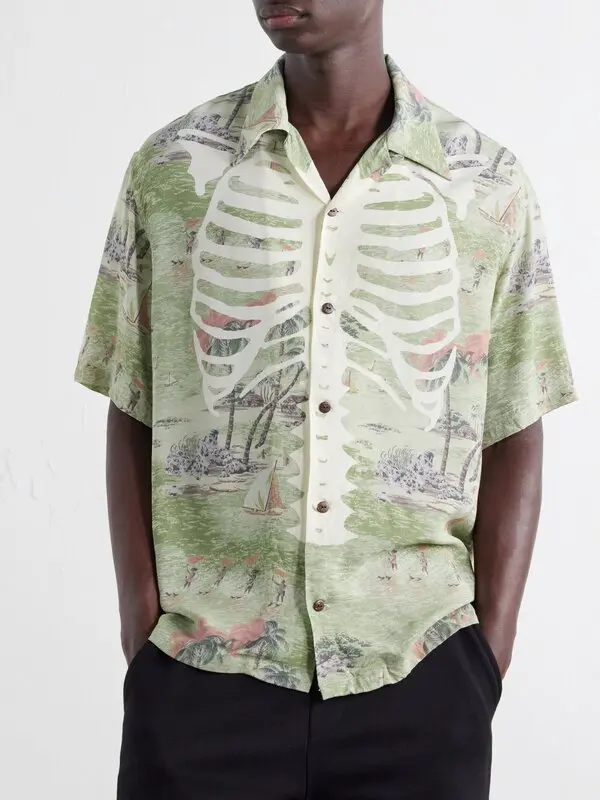 Kapital Aloha Convertible-collar Printed Woven Shirt - Green