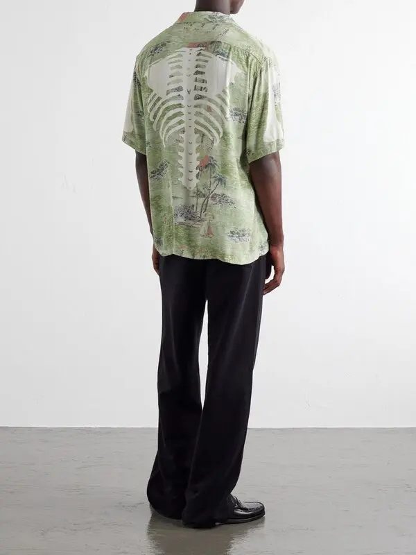 Kapital Aloha Convertible-collar Printed Woven Shirt - Green