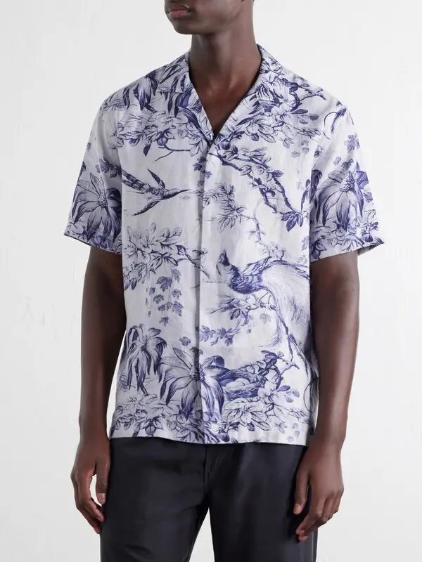 Orlebar Brown Maitan Camp-collar Printed Linen Shirt