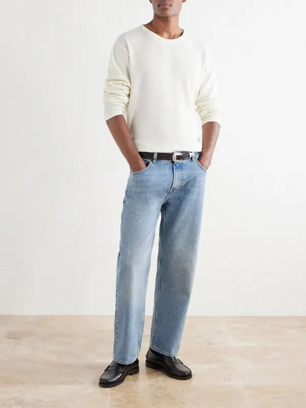 Hartford Waffle-knit Cotton T-shirt - Neutrals