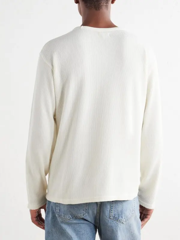 Hartford Waffle-knit Cotton T-shirt - Neutrals