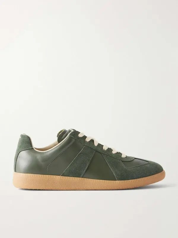 MAISON MARGIELA Replica Suede-trimmed Leather Sneakers - Green