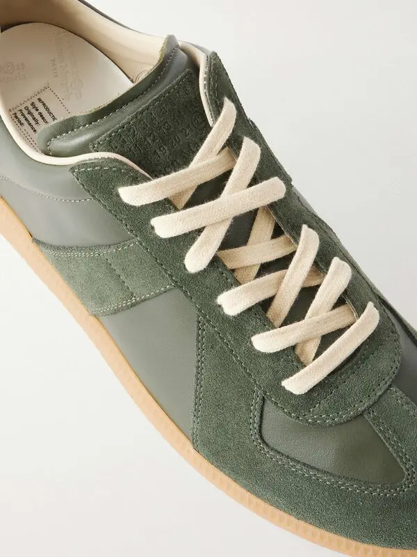 MAISON MARGIELA Replica Suede-trimmed Leather Sneakers - Green