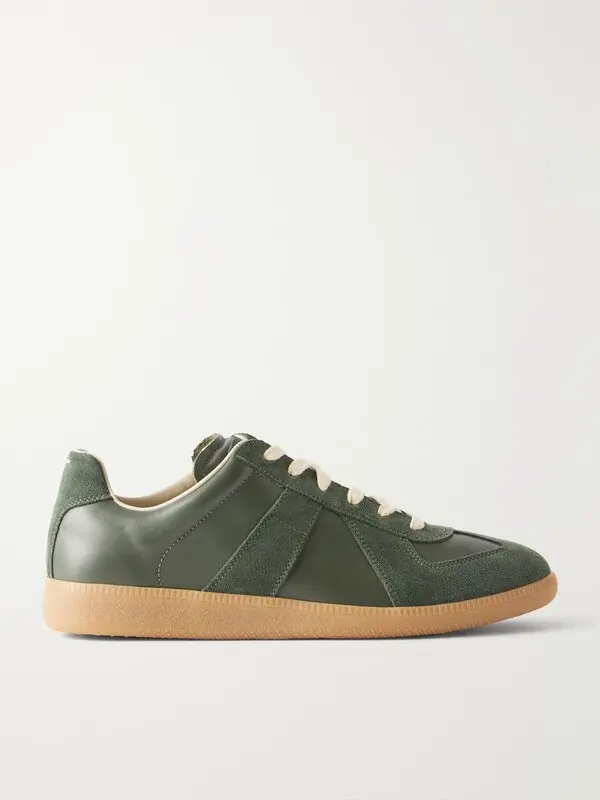MAISON MARGIELA Replica Suede-trimmed Leather Sneakers - Green