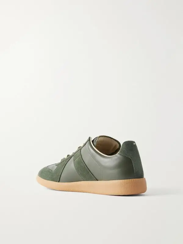 MAISON MARGIELA Replica Suede-trimmed Leather Sneakers - Green