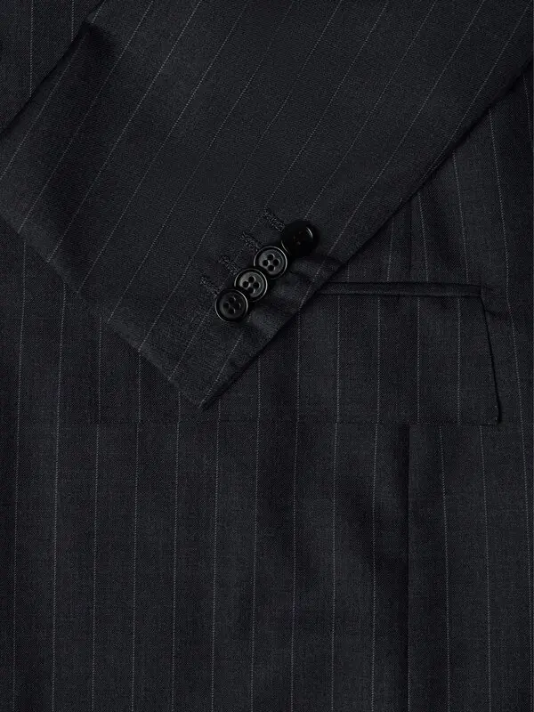 Kiton Double-breasted Pinstriped Wool Suit Jacket