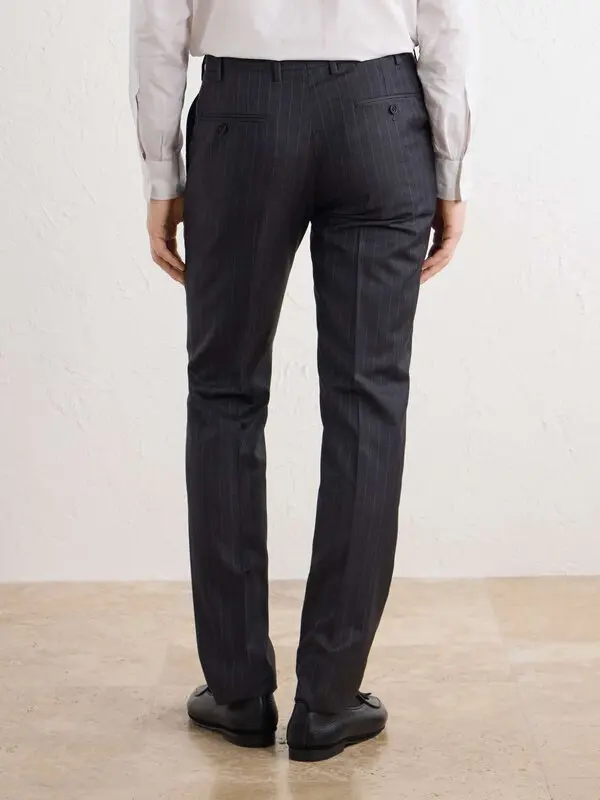 Kiton Straight-leg Pinstriped Wool Suit Trousers