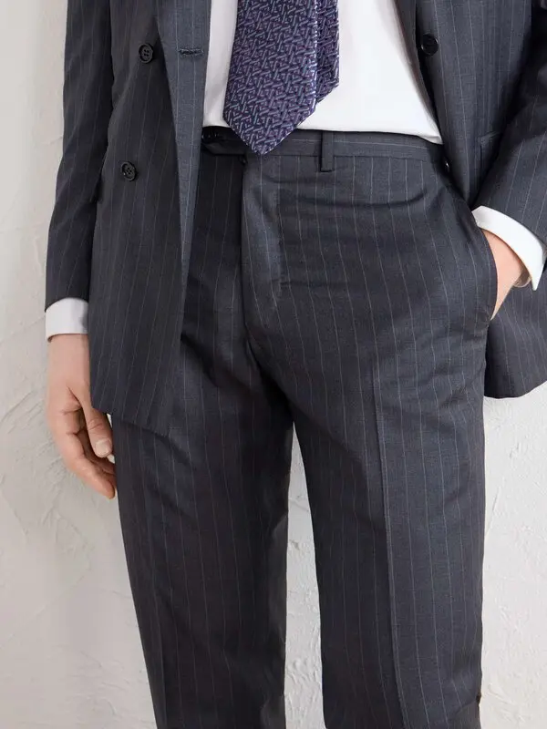 Kiton Straight-leg Pinstriped Wool Suit Trousers