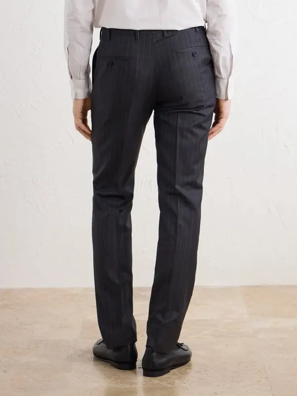 Kiton Straight-leg Pinstriped Wool Suit Trousers