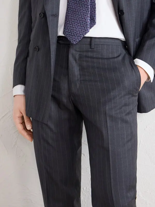 Kiton Straight-leg Pinstriped Wool Suit Trousers