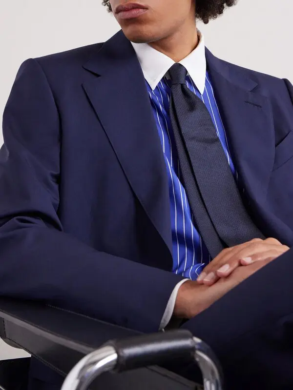 TOM FORD Pinstriped Silk Shirt - Blue