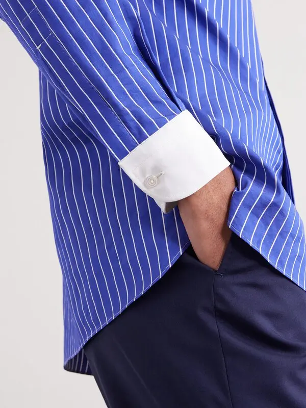 TOM FORD Pinstriped Silk Shirt - Blue