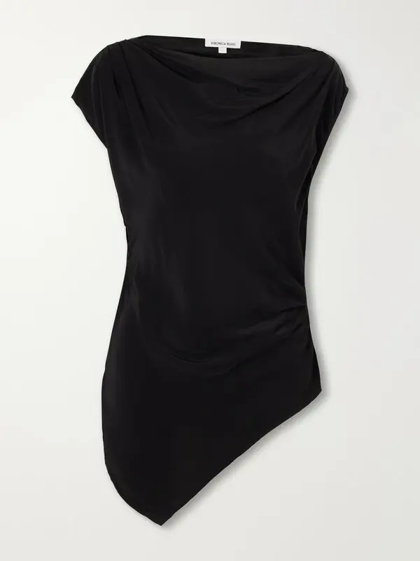 Veronica Beard Yvonne Asymmetrical Gathered Blouse - Black