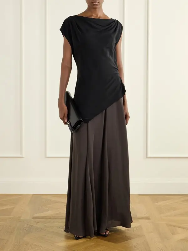 Veronica Beard Yvonne Asymmetrical Gathered Blouse - Black