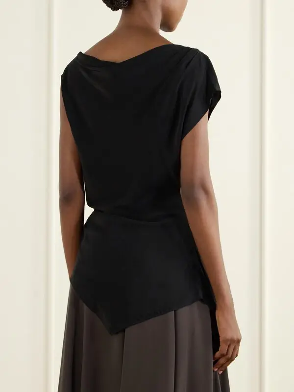 Veronica Beard Yvonne Asymmetrical Gathered Blouse - Black
