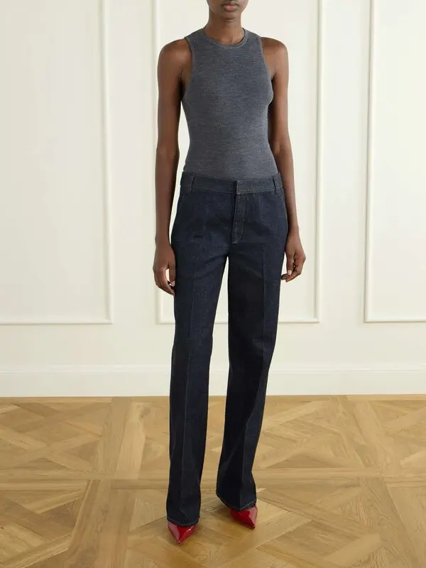 Tibi Ribbed Wool Tank Top - Charcoal
