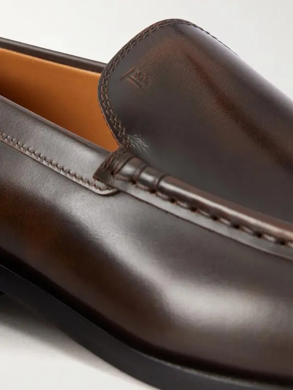 TOD'S Leather Loafers With Almond Toe - Brown