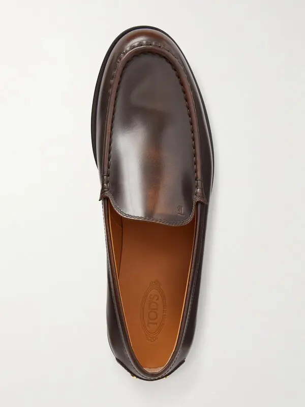 TOD'S Leather Loafers With Almond Toe - Brown