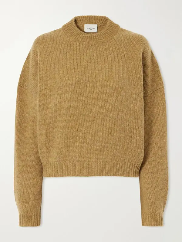 Le Kasha Brown Cashmere Ribbed Sweater - Yellow