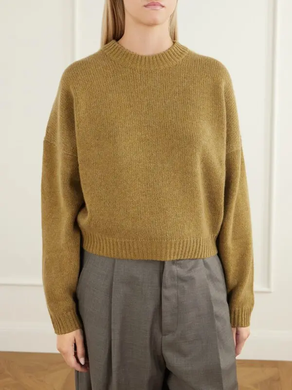 Le Kasha Brown Cashmere Ribbed Sweater