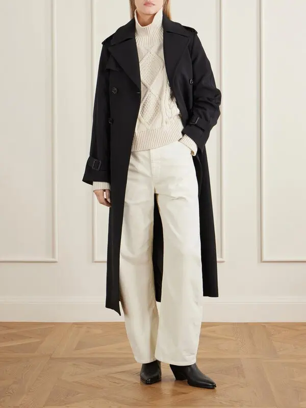 NILI LOTAN Marin Wool-blend Twill Trench Coat