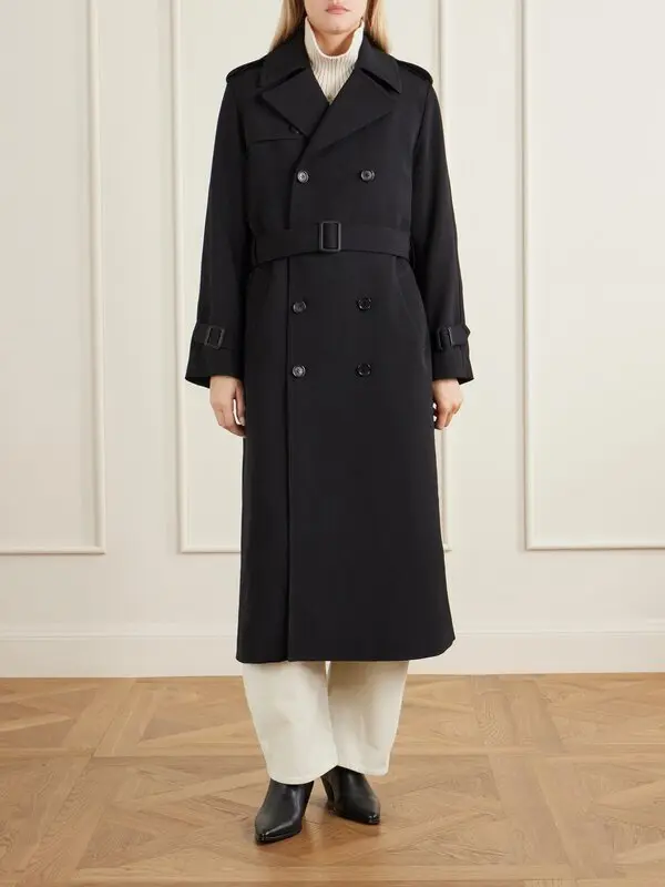 NILI LOTAN Marin Wool-blend Twill Trench Coat