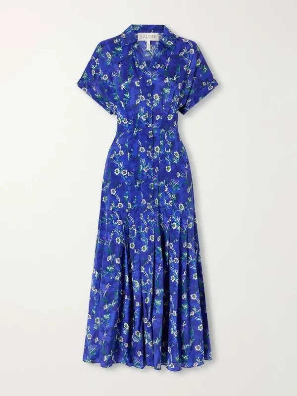 Saloni Riya Floral-printed Chiffon Midi Dress
