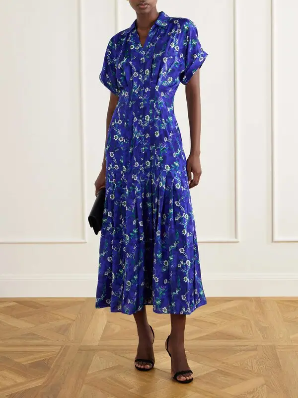 Saloni Riya Floral-printed Chiffon Midi Dress