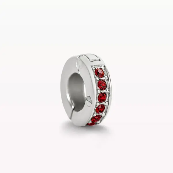 La Lune July Ruby Birthstone Clip-on Galaxy Charm - Silver