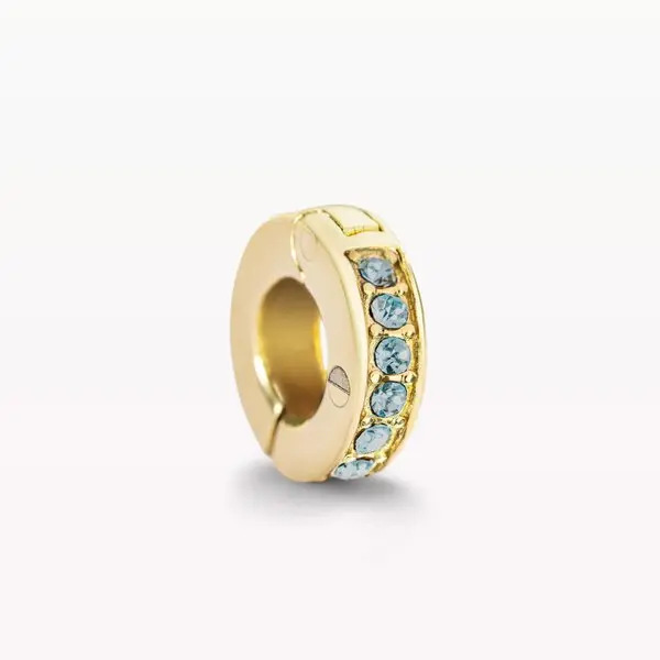 La Lune March Aquamarine Birthstone Clip-on Charm - Gold