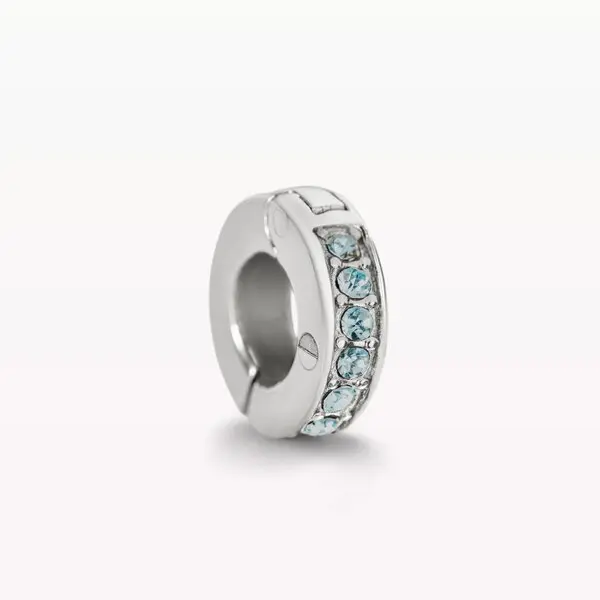 La Lune March Aquamarine Birthstone Clip-on Galaxy Charm - Silver