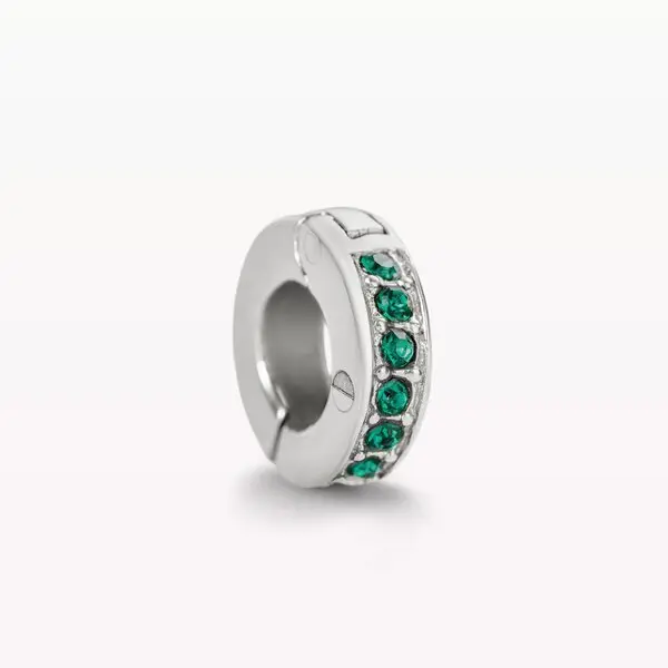 La Lune May Emerald Birthstone Clip-on Galaxy Charm - Silver