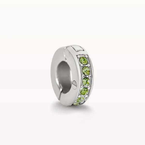 La Lune August Peridot Birthstone Clip-on Galaxy Charm - Silver