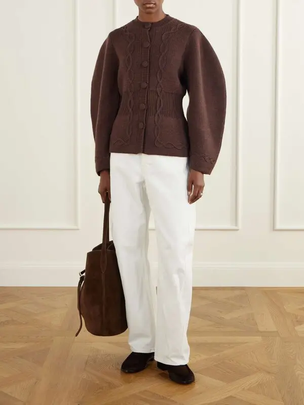 DESTREE Embroidered Wool Cardigan