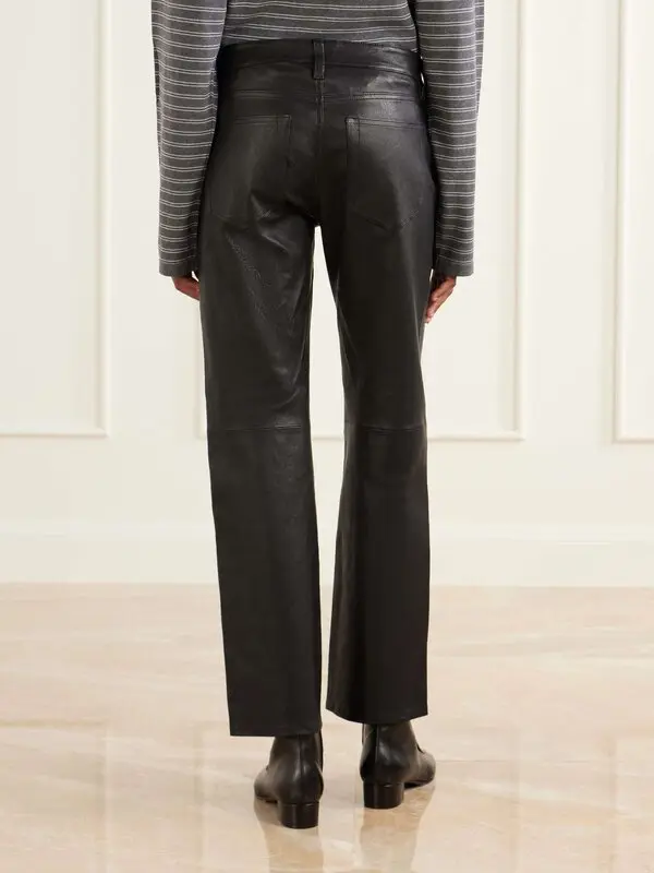 FRAME The Cigarette" Low-rise Straight-leg Leather Pants