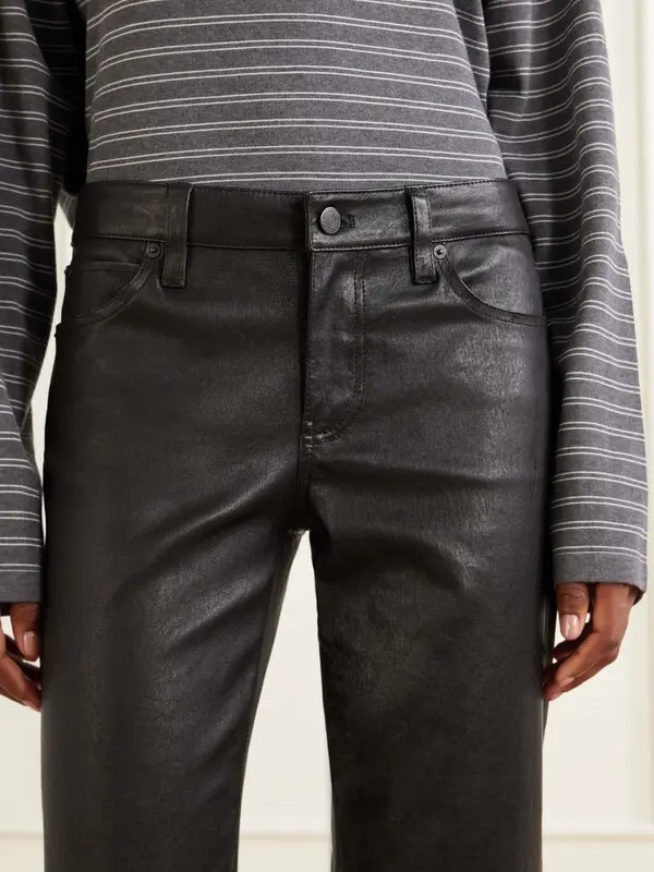 FRAME The Cigarette" Low-rise Straight-leg Leather Pants