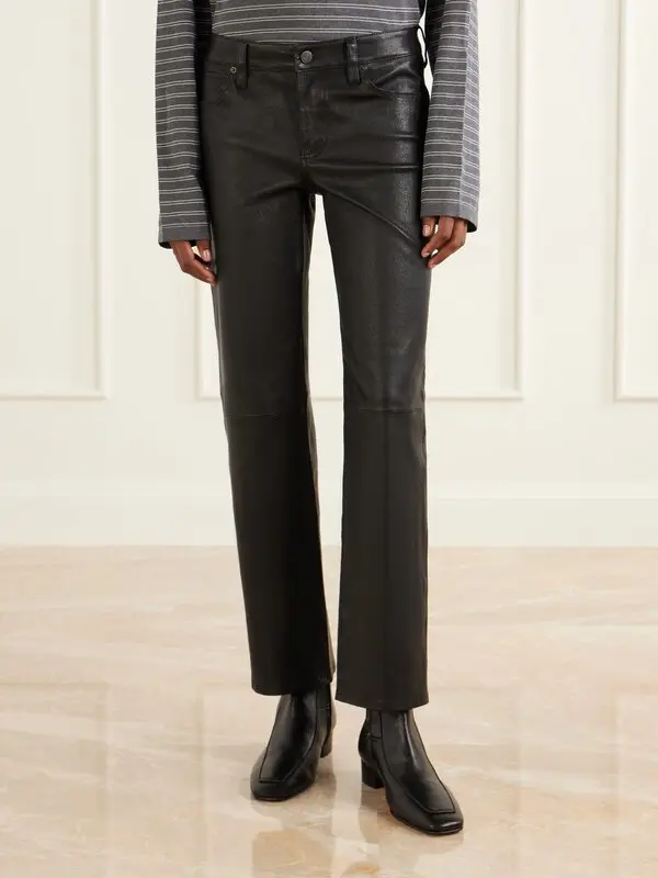 FRAME The Cigarette" Low-rise Straight-leg Leather Pants